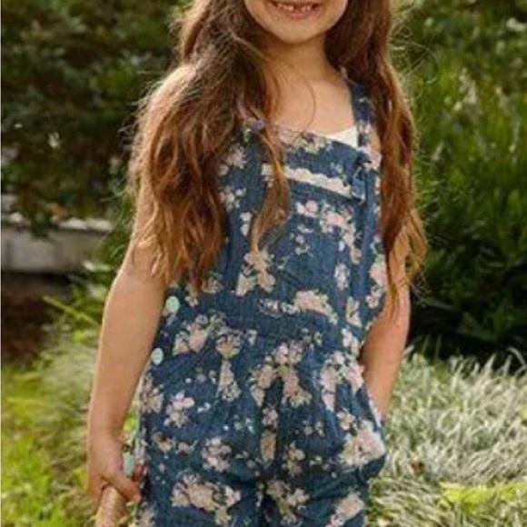 Matilda Jane | Bottoms | Matilda Jane Blue Overalls With Floral Design ...